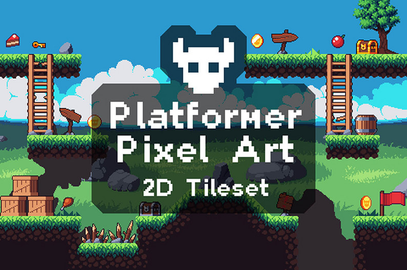 Pixel Art Platformer 2D Tileset by Free Game Assets (GUI, Sprite, Tilesets)