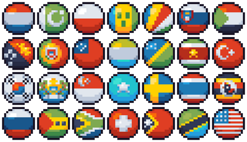 Pixel Art Flags of The World by Reff Pixels