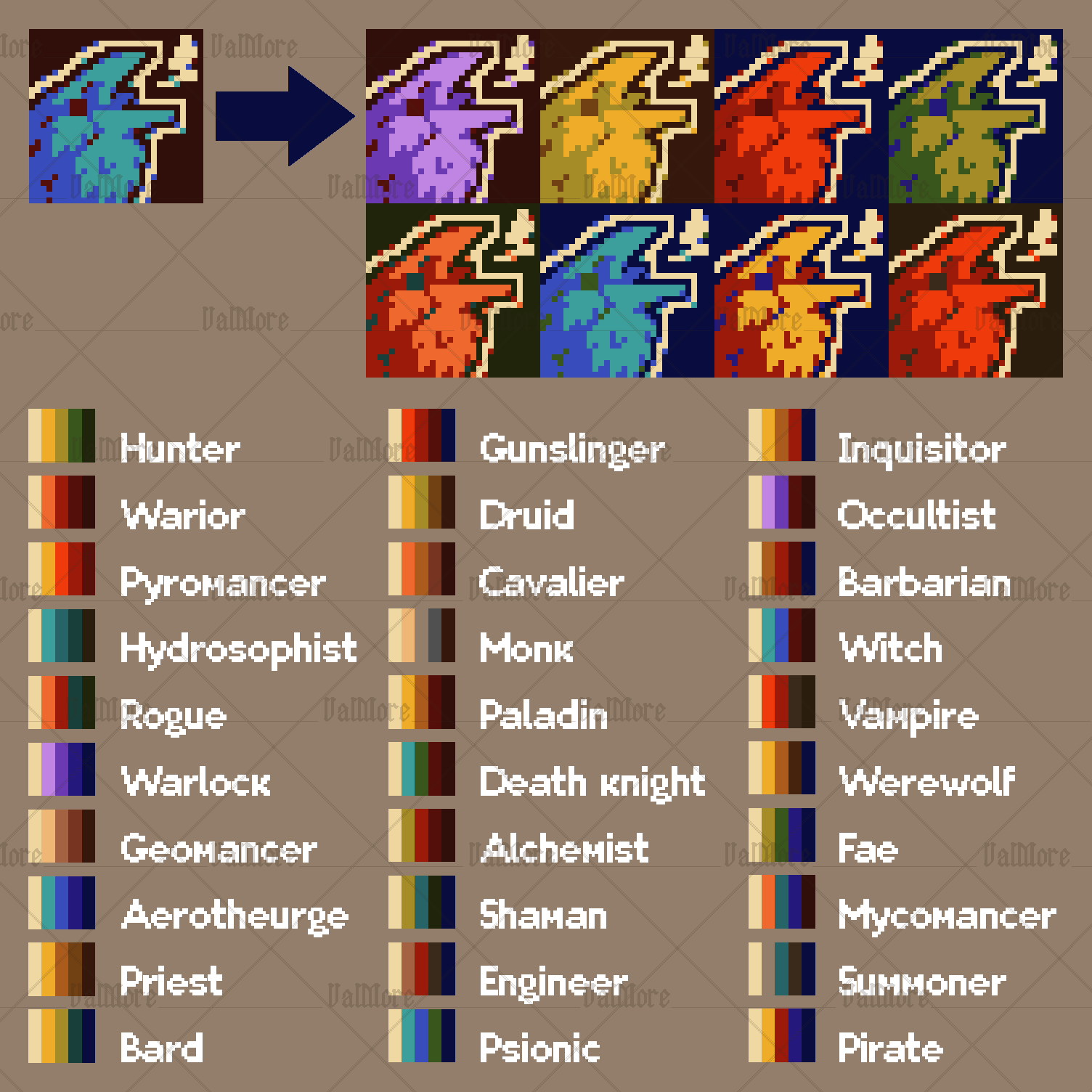 100 Pixel Art Ability Icons #12 (Barbarian, Witch) by MedievalMore