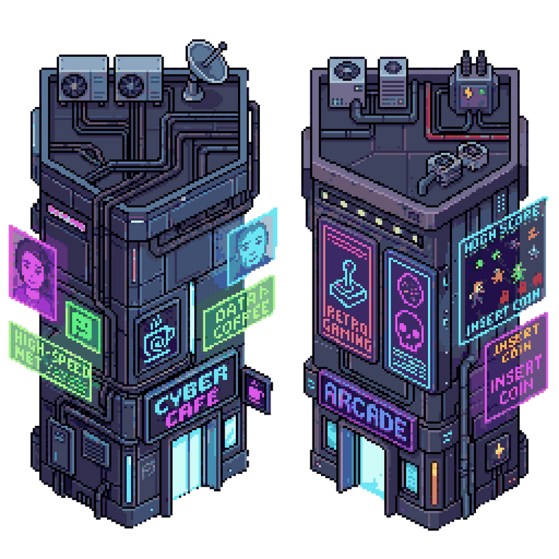 FREE Cyberpunk Starter Buildings – Pixel Art Assets by MutterPixel Studio