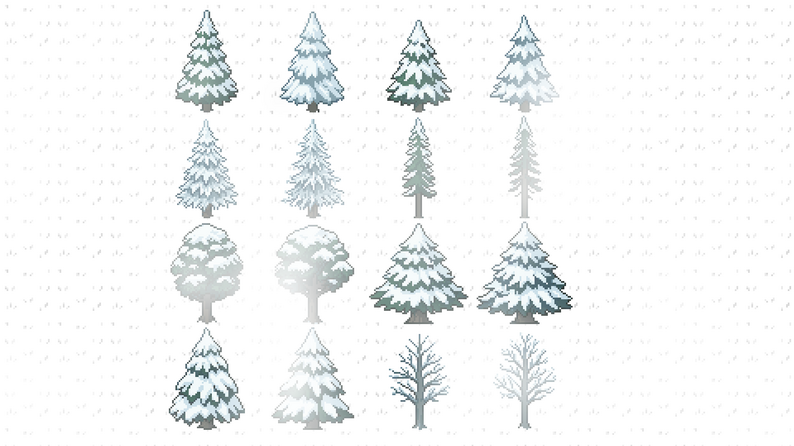 Snowy Trees Pack – Pixel Art Assets by MutterPixel Studio