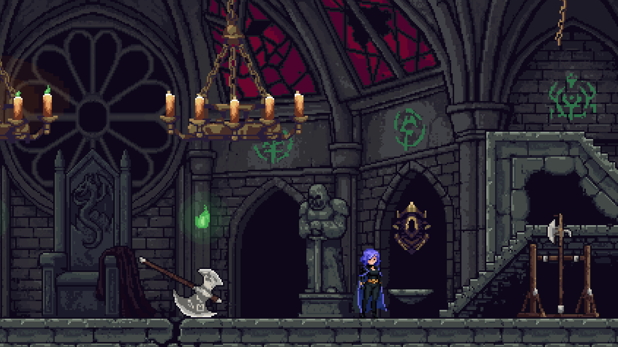 Gothic Throne Hall – 2D Pixel Art Asset Pack by Pozac