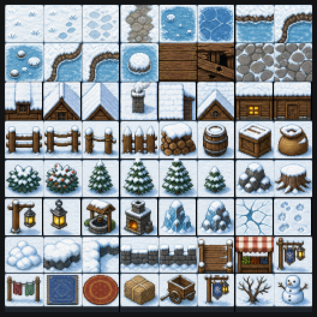 Snowbound Village Pixel Tileset Pack by godboyhappy