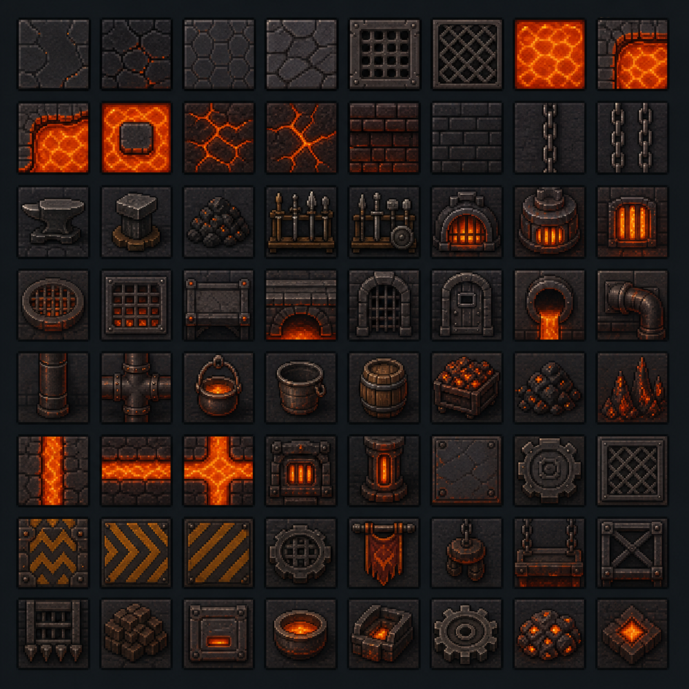 Lava Forge Dungeon Pixel Pack by godboyhappy