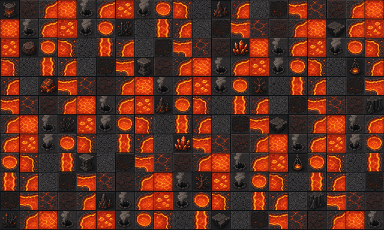 Volcanic Cavern Pixel Tileset Pack by godboyhappy