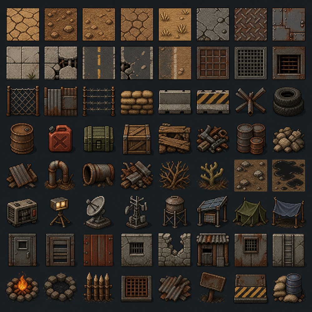 Wasteland Outpost Pixel Tileset Pack by godboyhappy
