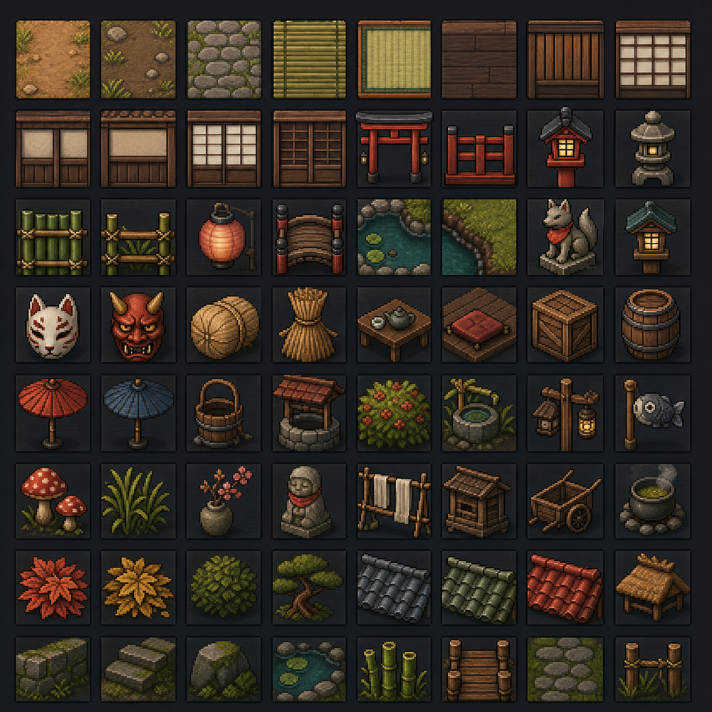 Yokai Village Pixel Tileset Pack by godboyhappy