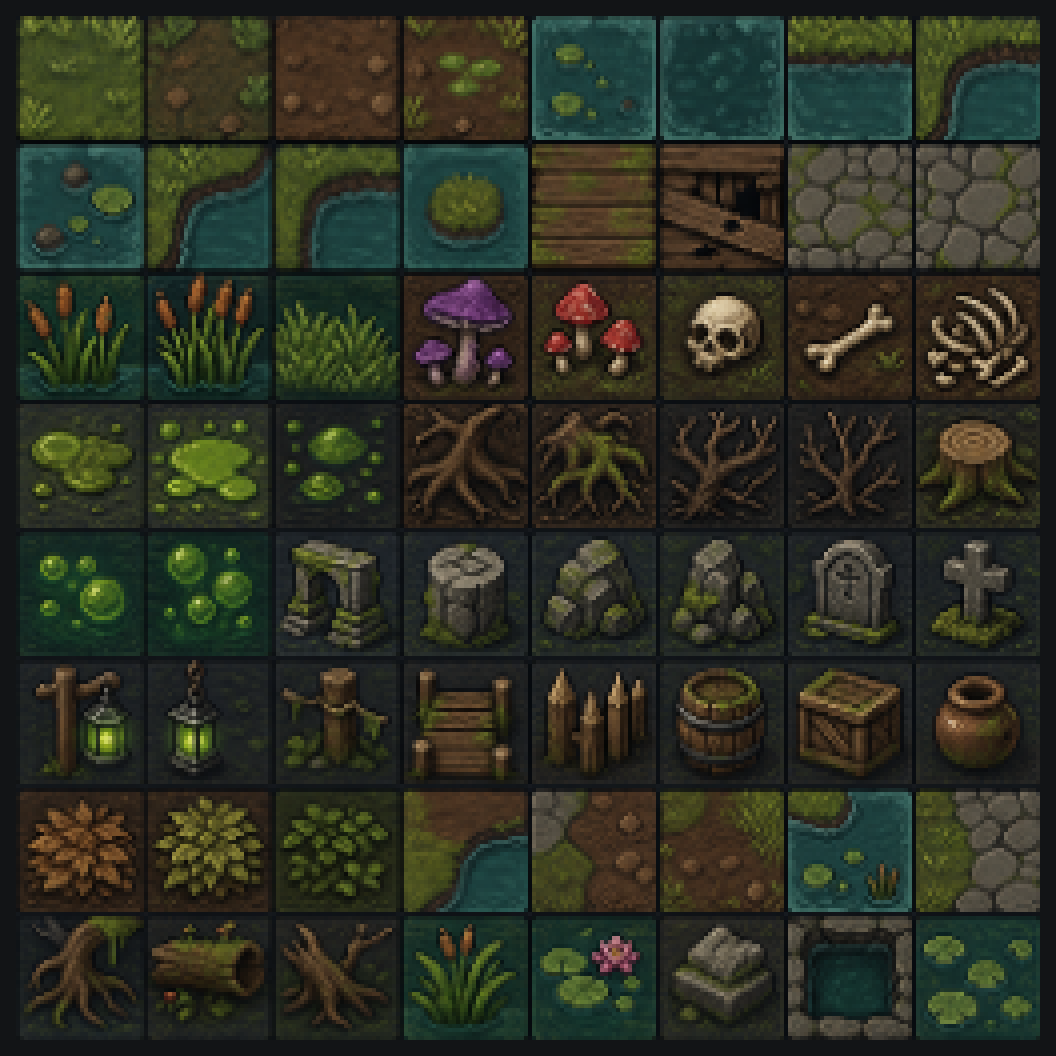 Cursed Swamp Pixel Tileset Pack by godboyhappy