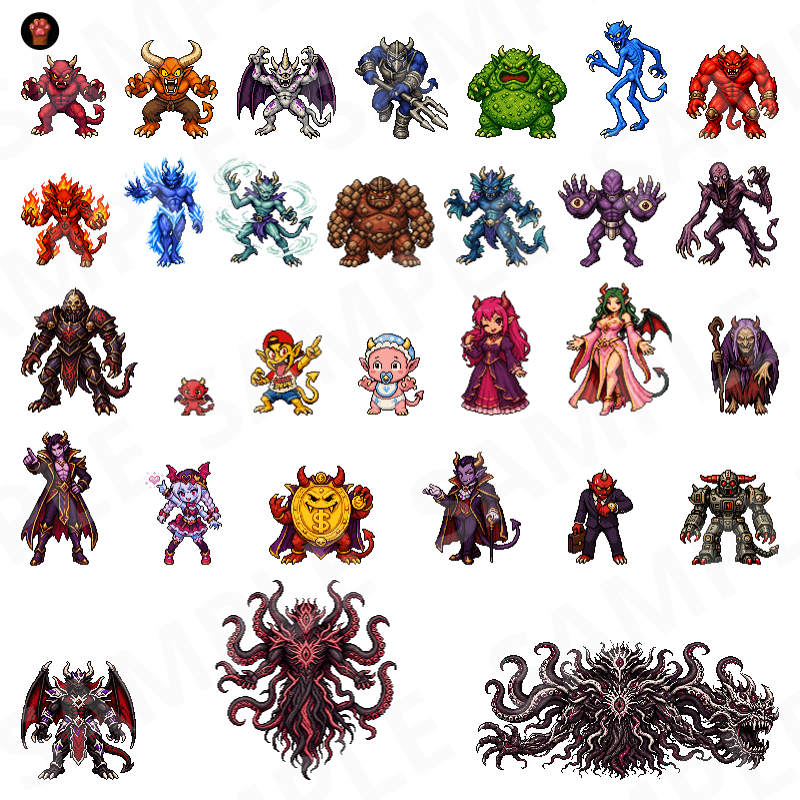 CP40 — 30 Pixel Monster Focus (PNG, S/M/L) by Pixel Material Studio