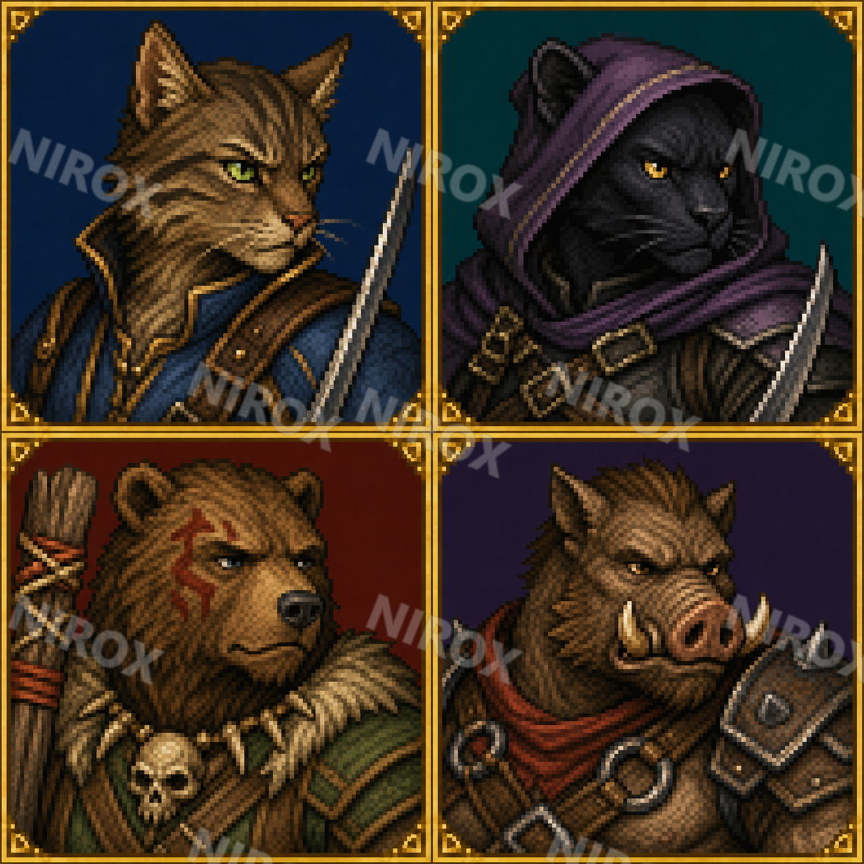 Fantasy RPG Pixel Portrait Mega Pack 400 Icons by Nirox