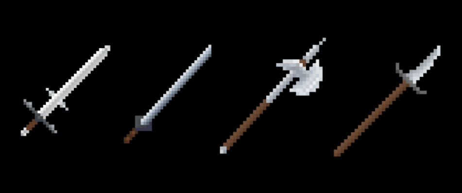 Medieval Weapons Pixel Art 32px by pirezs