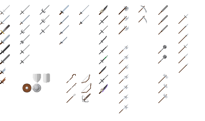 Medieval Weapons Pixel Art 32px by pirezs