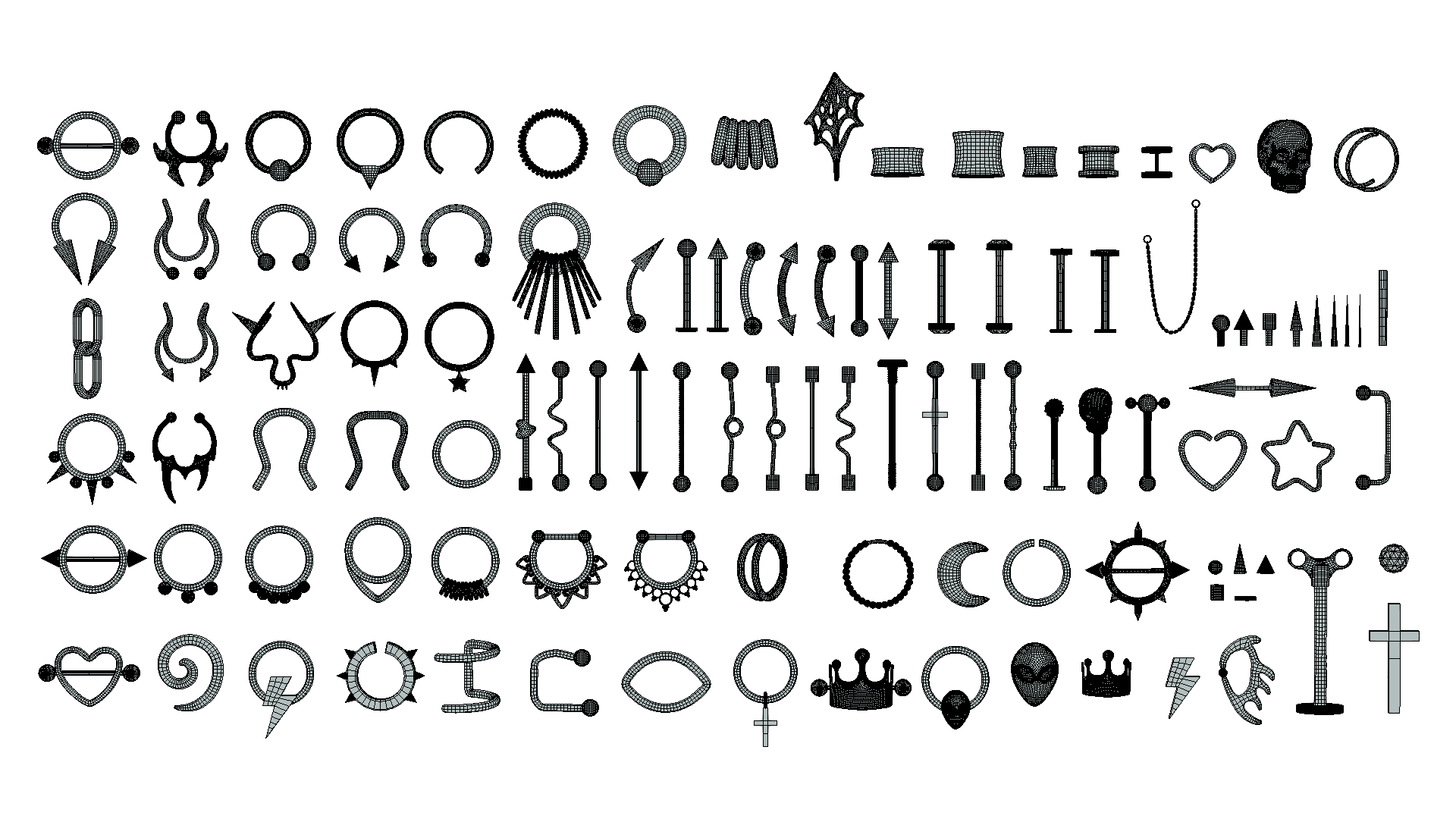 Piercing Mega Pack - 100 Pieces in 1 by Nima