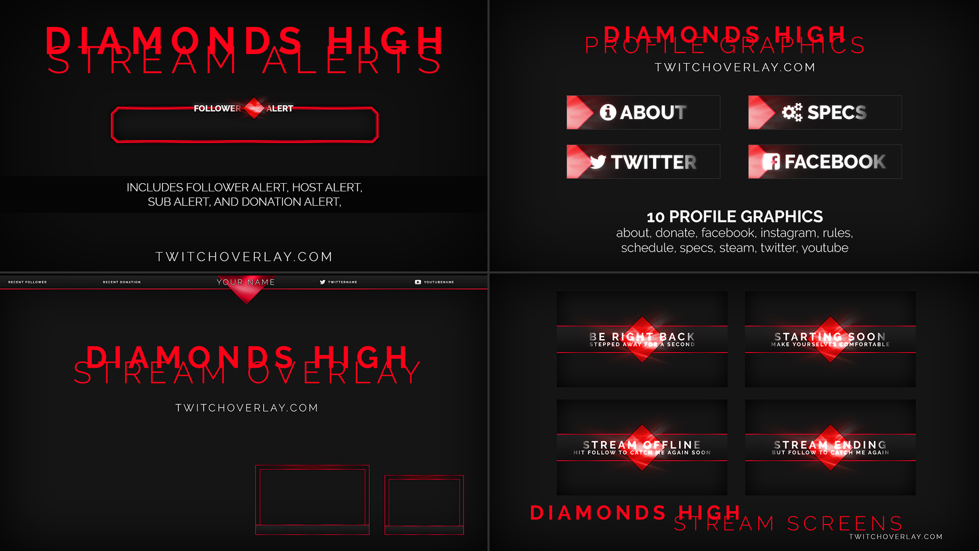 Diamonds High - Free Stream Package by Twitch Overlay