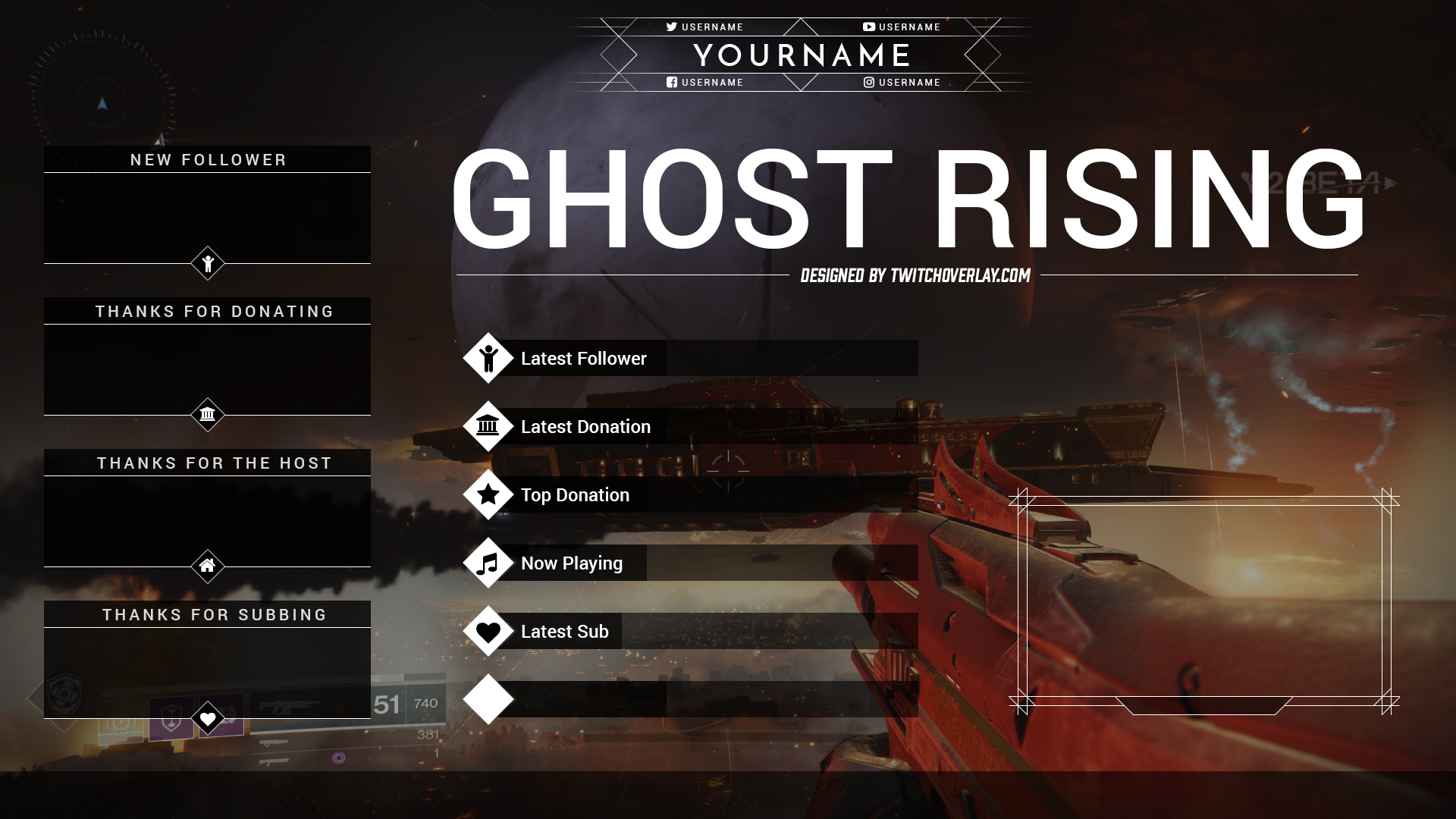 Ghost Rising - Free Minimal Stream Overlay by Twitch Overlay