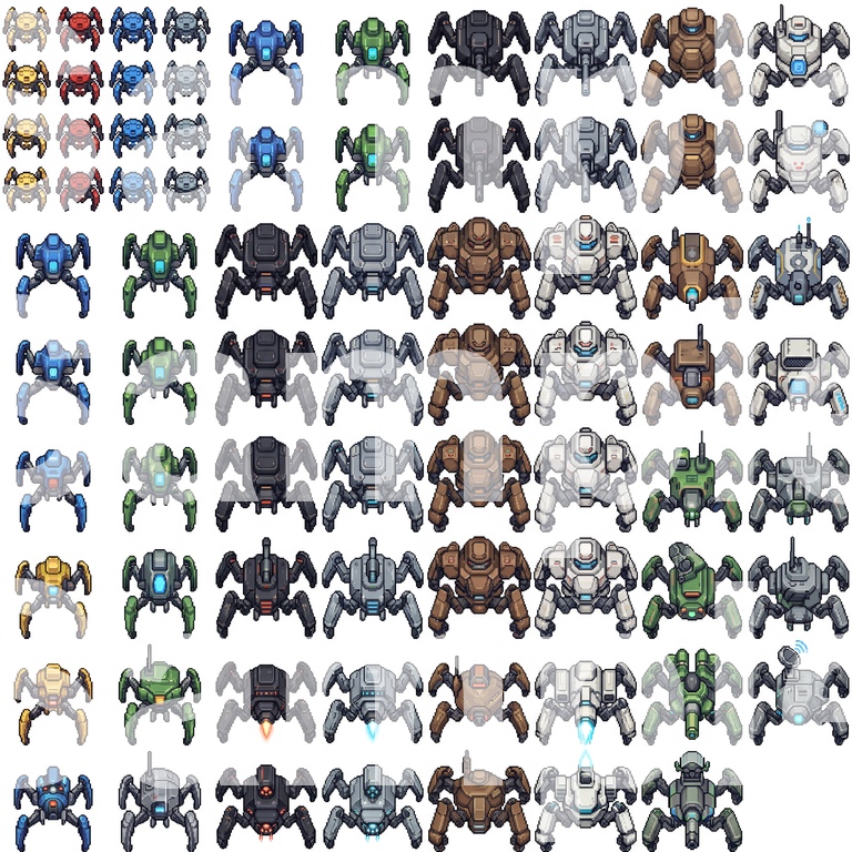 Futuristic Weapons Pixel Art Tileset by Cute SCKR