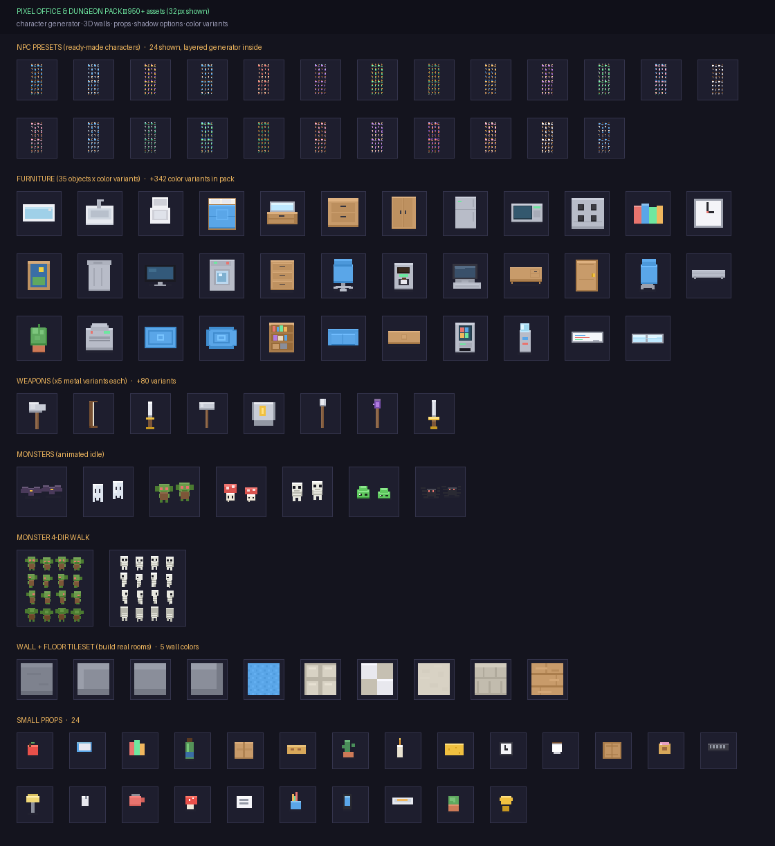Pixel Office & Dungeon — Top-Down Asset Pack by operationcwal