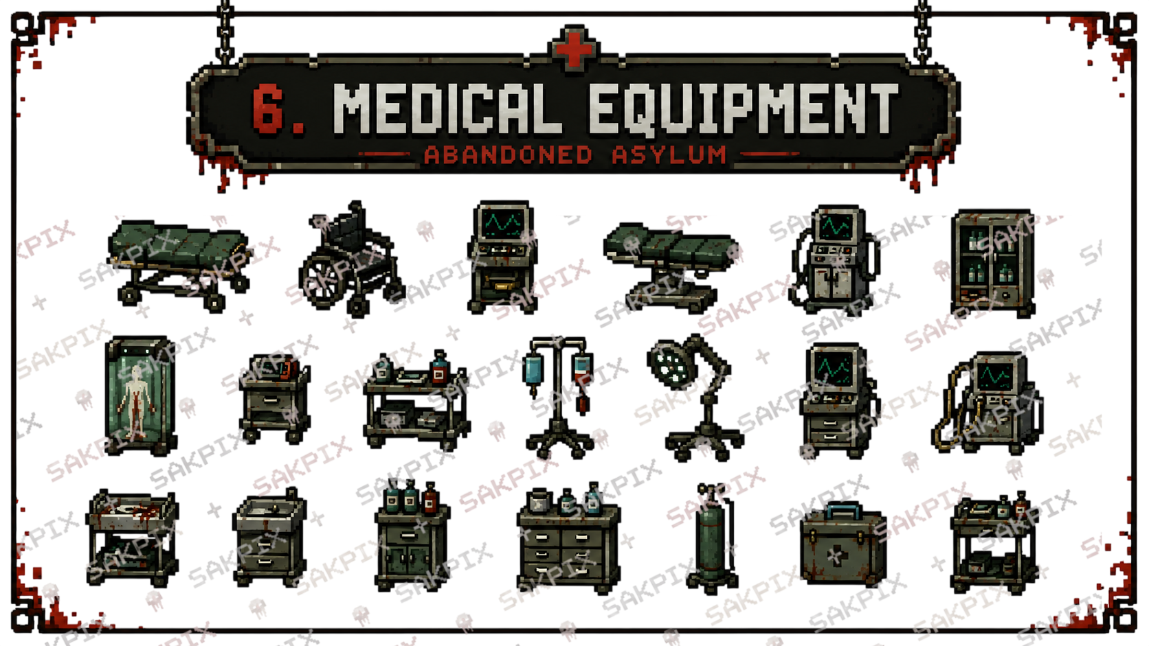 Abandoned Asylum — Horror Pixel Art Asset Pack by SakPix