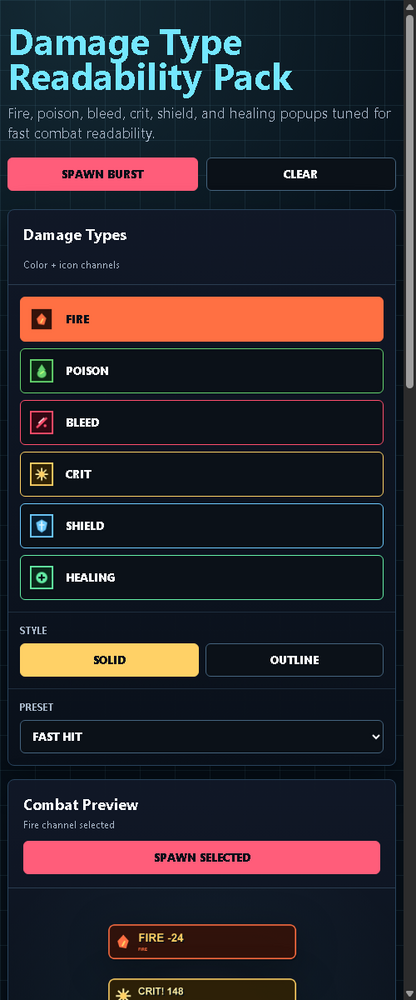 Damage Numbers UI Pack - Floating Combat Text, Status Effects & RPG ...