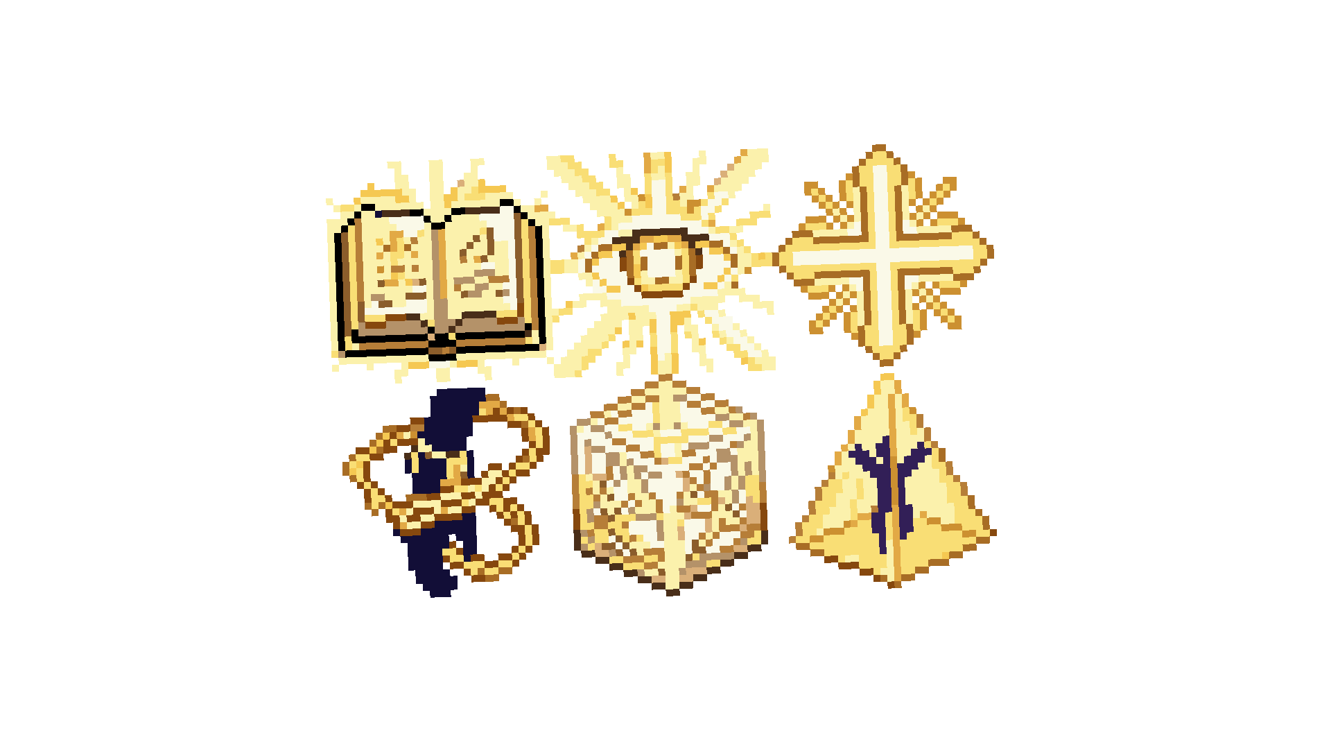 Pixel Art Skill Icons – 24 Holy Magic Spell Icons by Dani