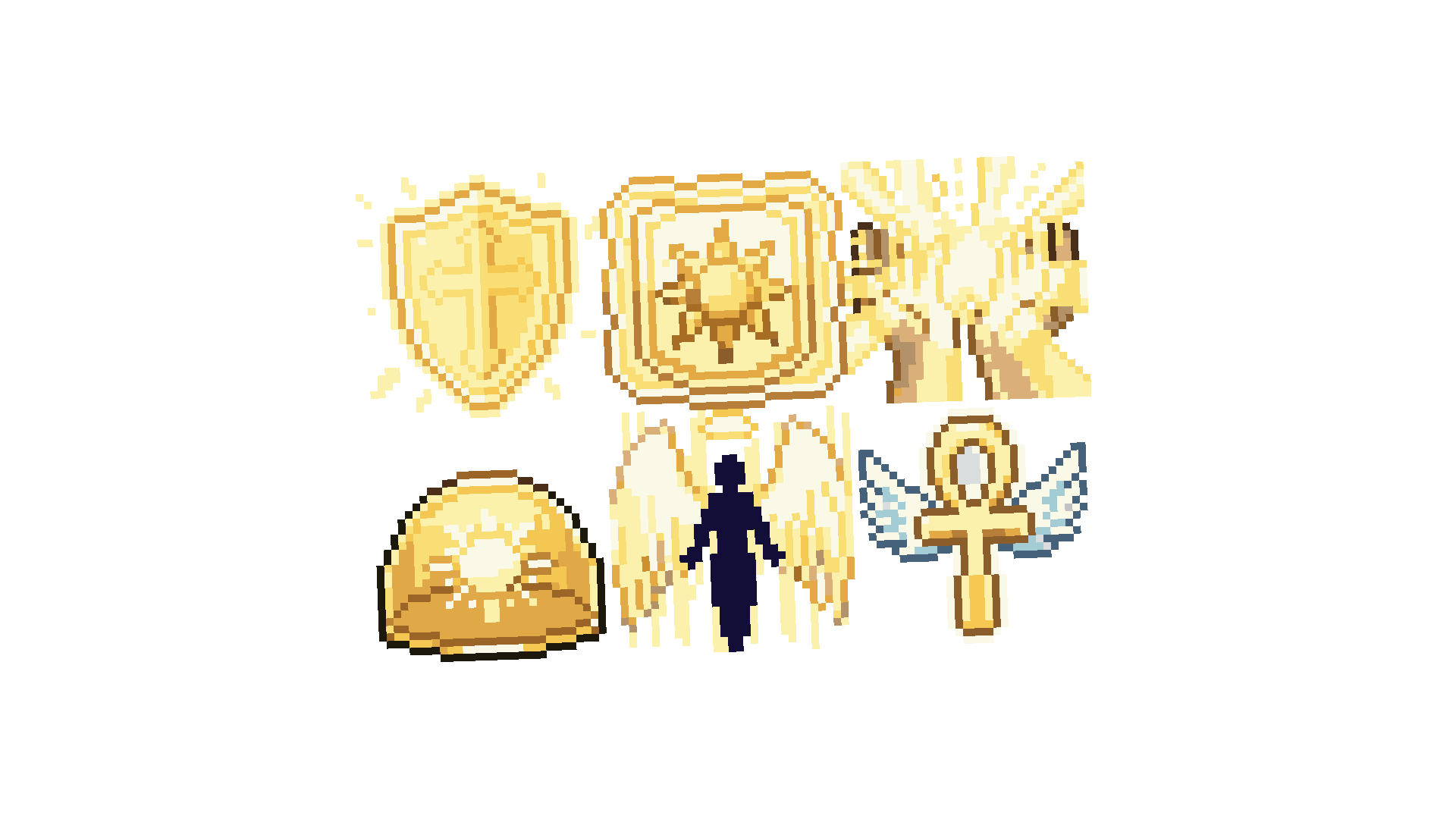 Pixel Art Skill Icons – 24 Holy Magic Spell Icons by Dani