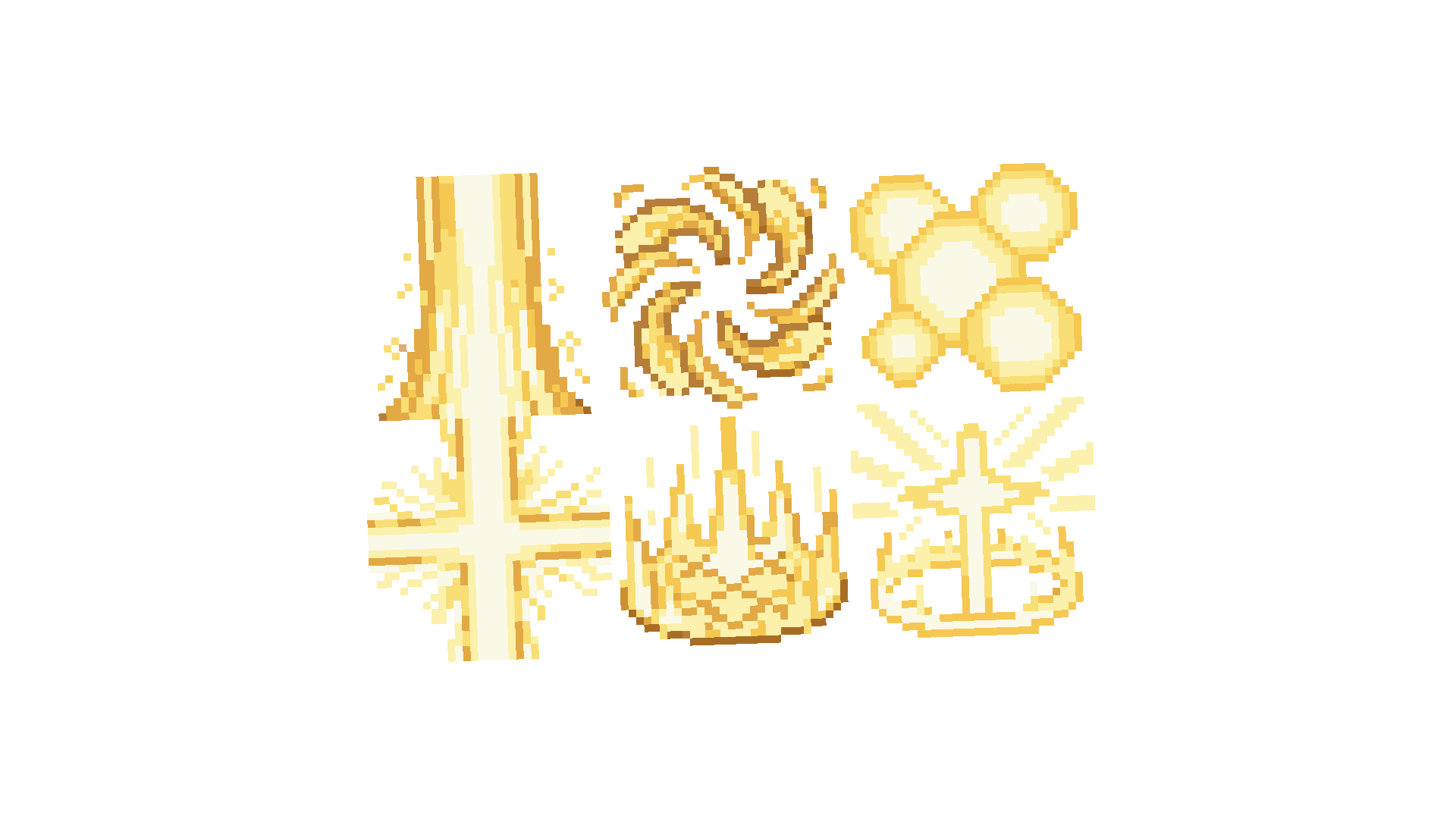 Pixel Art Skill Icons – 24 Holy Magic Spell Icons by Dani