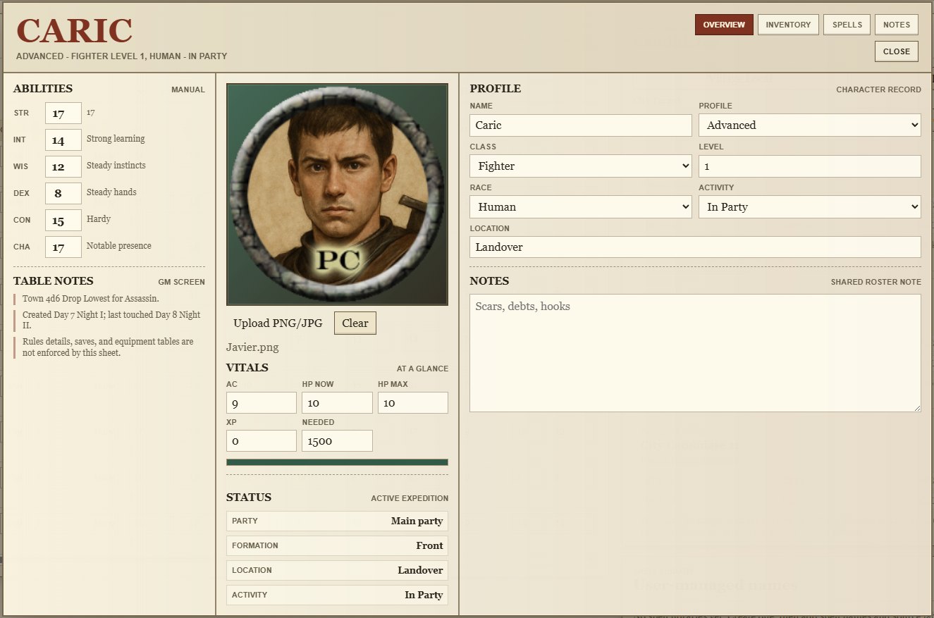 v.0.3.1 - Character Sheets - Dungeons and Data by quikdagger