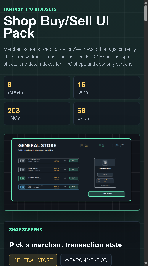 Fantasy Shop Buy/Sell UI Pack by Template Foundry