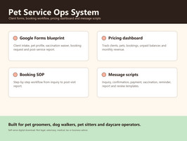 Pet Service Growth Kit updated: ops dashboard, forms blueprint and ...