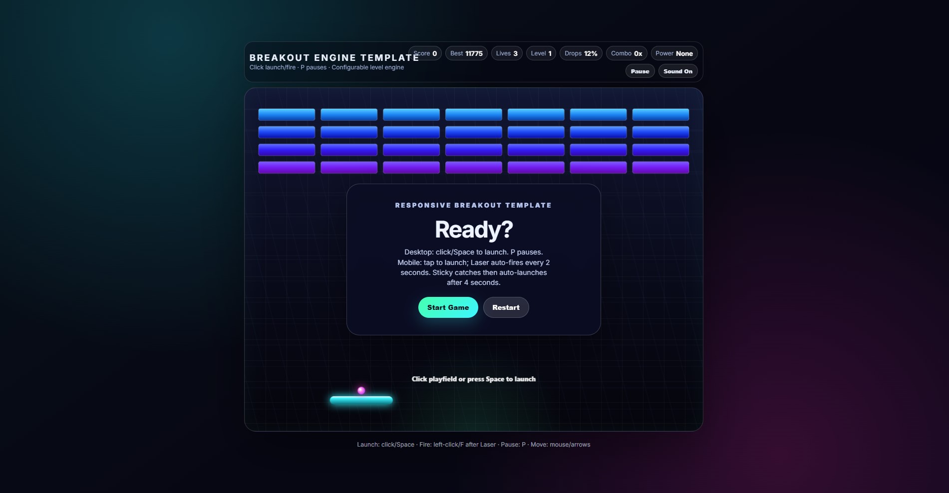 Breakout Engine Template Released - HTML5 Arcade Game Kit - Breakout ...