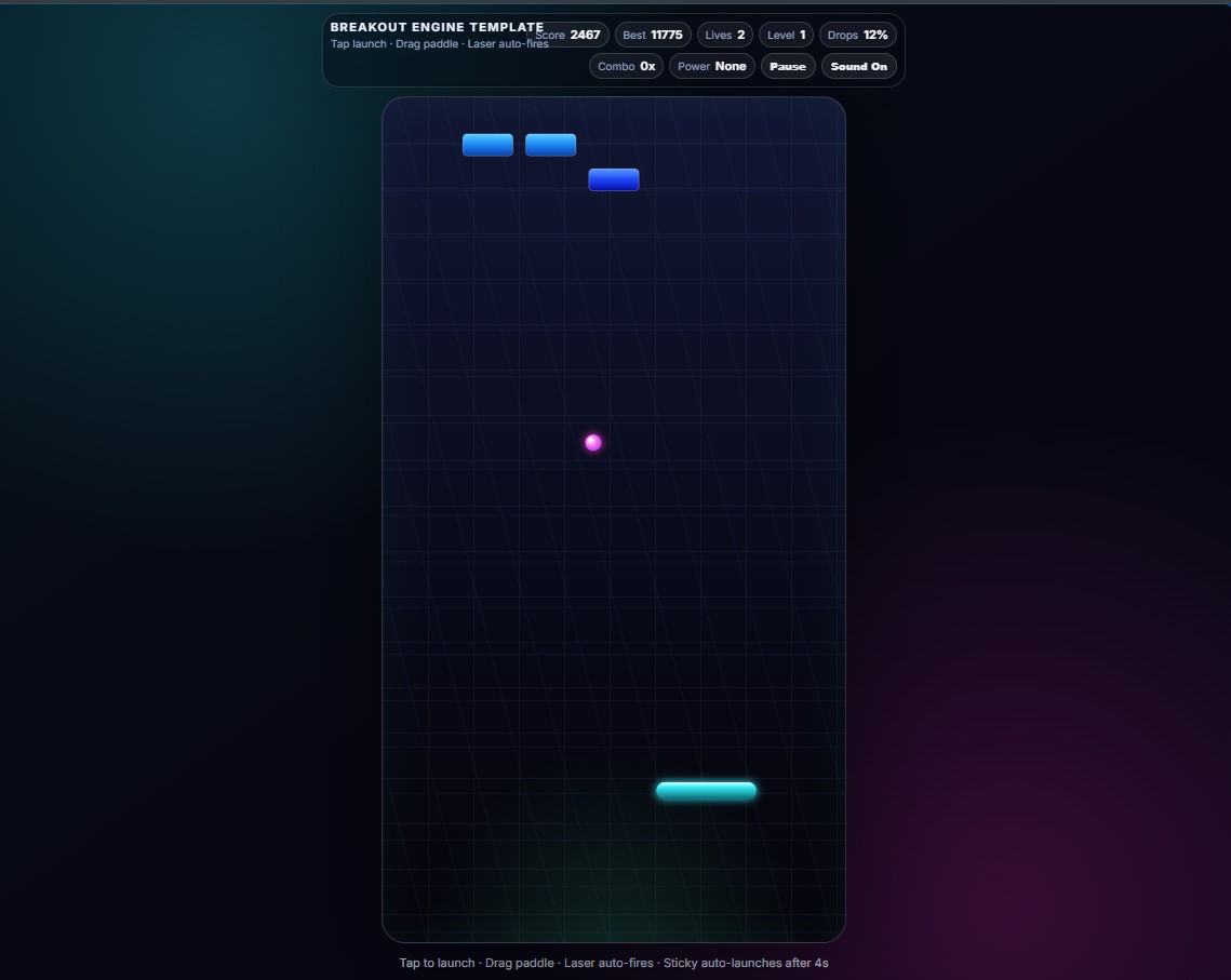 Breakout Engine Template Released - HTML5 Arcade Game Kit - Breakout ...