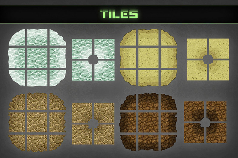 TDS Tileset: sand, stones, plants, water by Free Game Assets (GUI ...