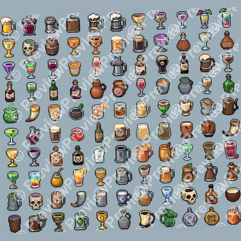 Rpg Drinks Icons Pixel Art by Pixel-Banner
