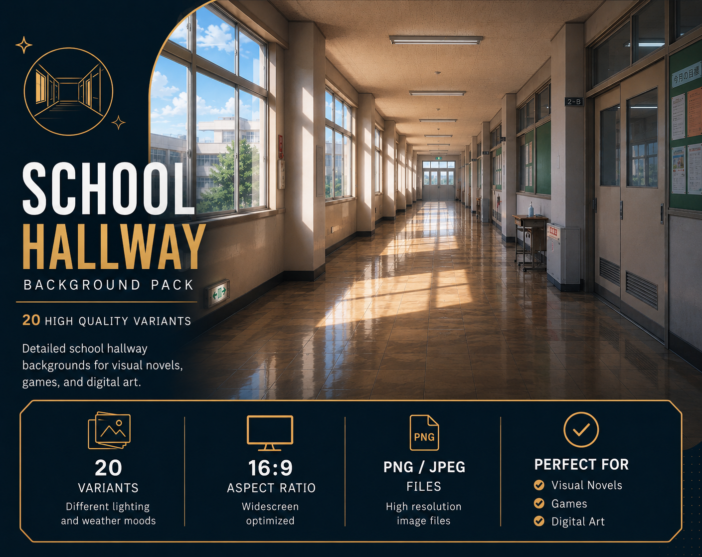 School Hallway BG Pack by TJ's Media Corner