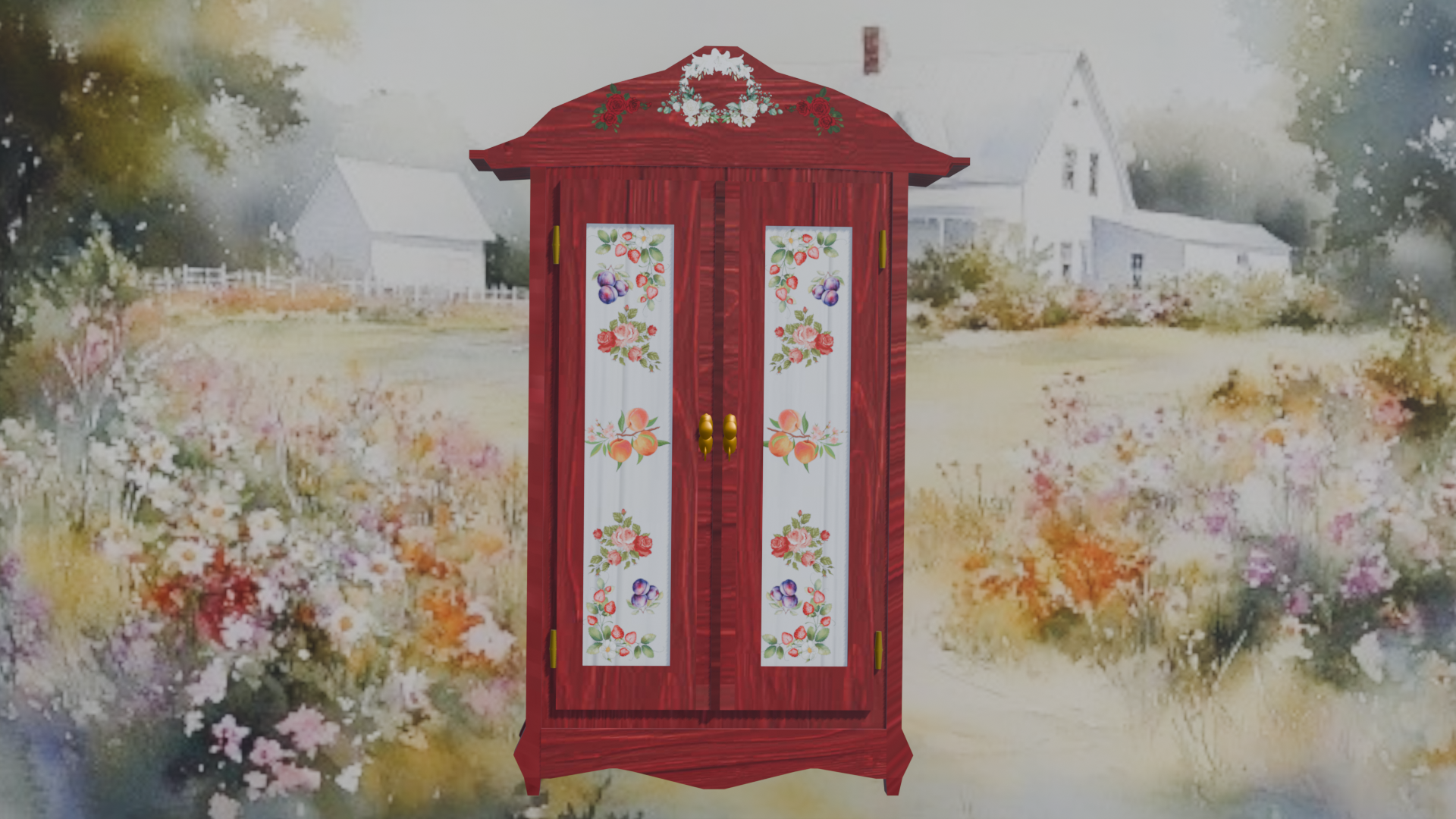 Vintage Rustic Countryside Wardrobes and Bookshelf Set by Zumika5