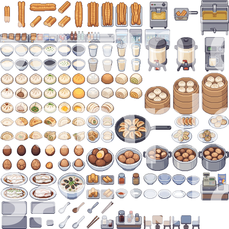 Modern Food Pixel Art Tileset by Cute SCKR