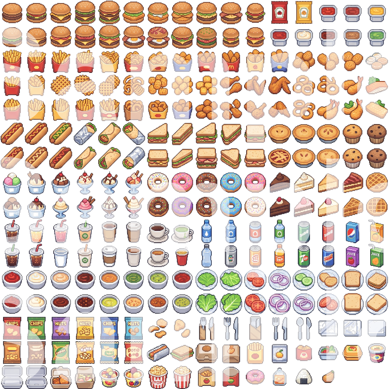 Modern Food Pixel Art Tileset by Cute SCKR