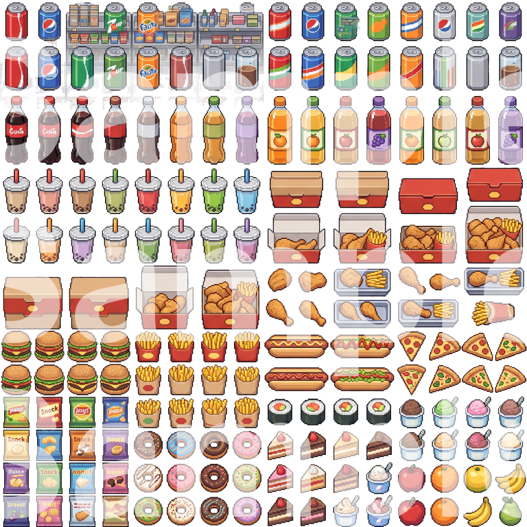 Modern Food Pixel Art Tileset by Cute SCKR