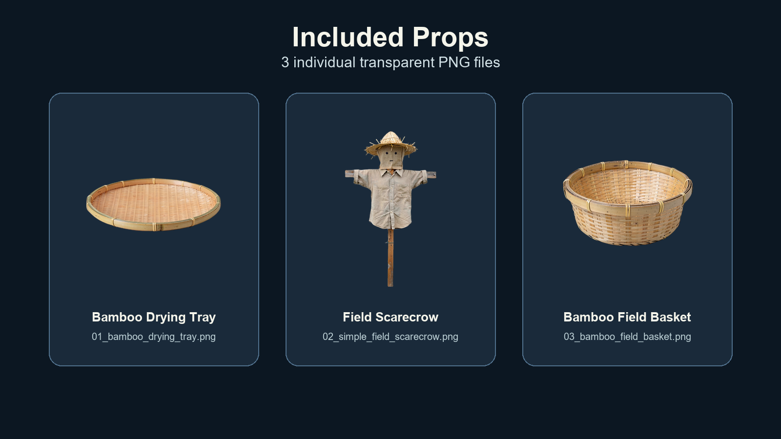 Japanese Rural Farm Work Props - 3 PNG Set by KojochoStudio