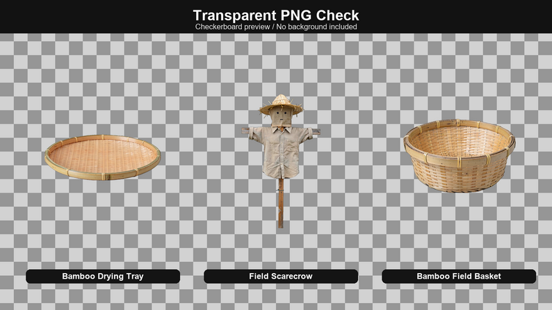 Japanese Rural Farm Work Props - 3 PNG Set by KojochoStudio