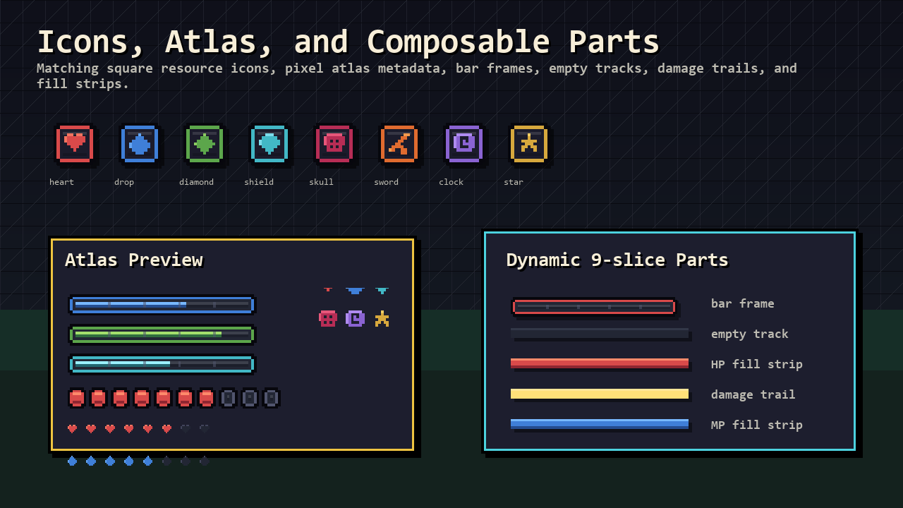 8-bit RPG Bars UI Pack - Pixel Health, Mana, XP & Boss Bars by Template ...