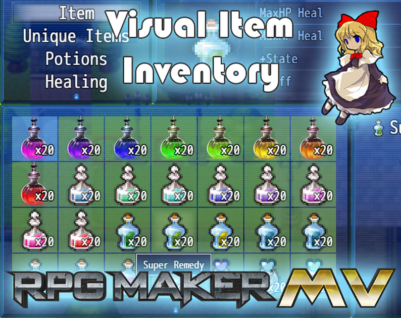 Visual Item Inventory plugin (RPG Maker MV) by Arisu