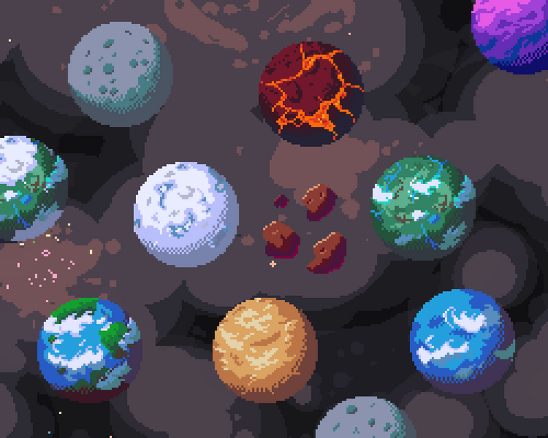 🪐 250+ Pixel art planets by 🌻Helianthus Games🌻