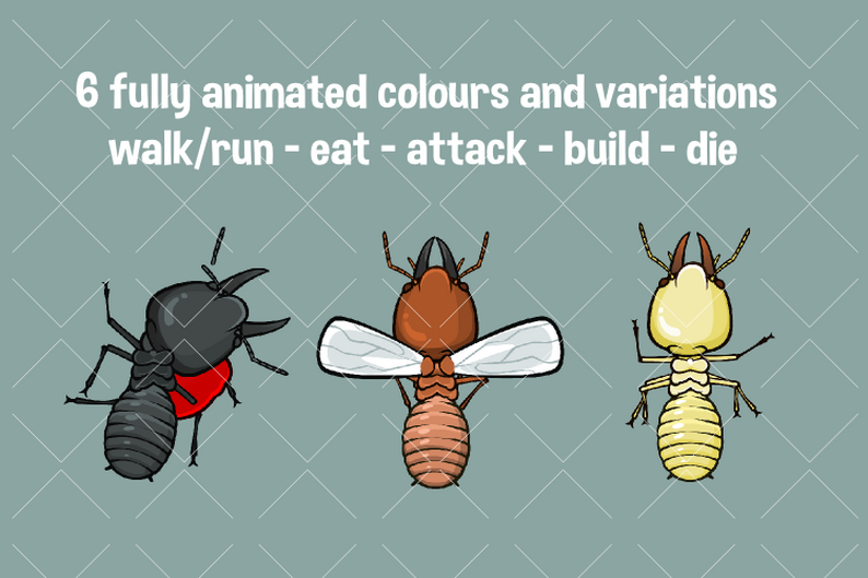 Animated termite by Robert Brooks - gamedeveloperstudio.com