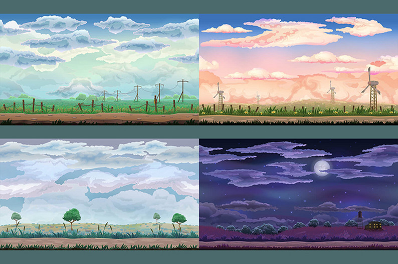 Sky Game 2D Backgrounds by Free Game Assets (GUI, Sprite, Tilesets)