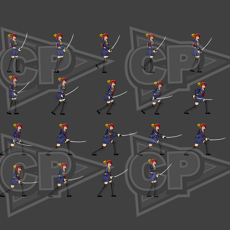 Samurai Girl 2D Sprite by cascadeplay