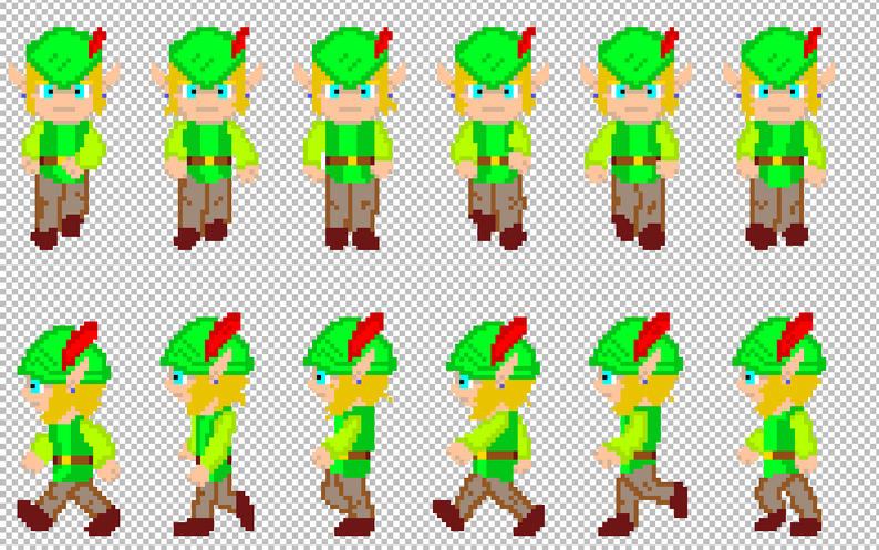 Elf Hero Sprite Sheet for 001 game creator by LAZY SPAR7AN GAMES