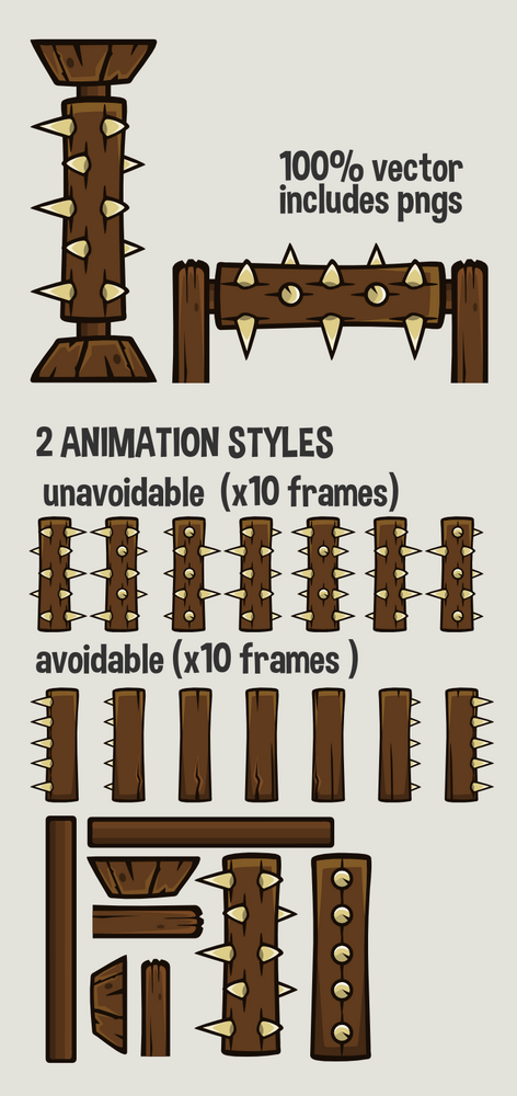 Animated spikes by Robert Brooks - gamedeveloperstudio.com