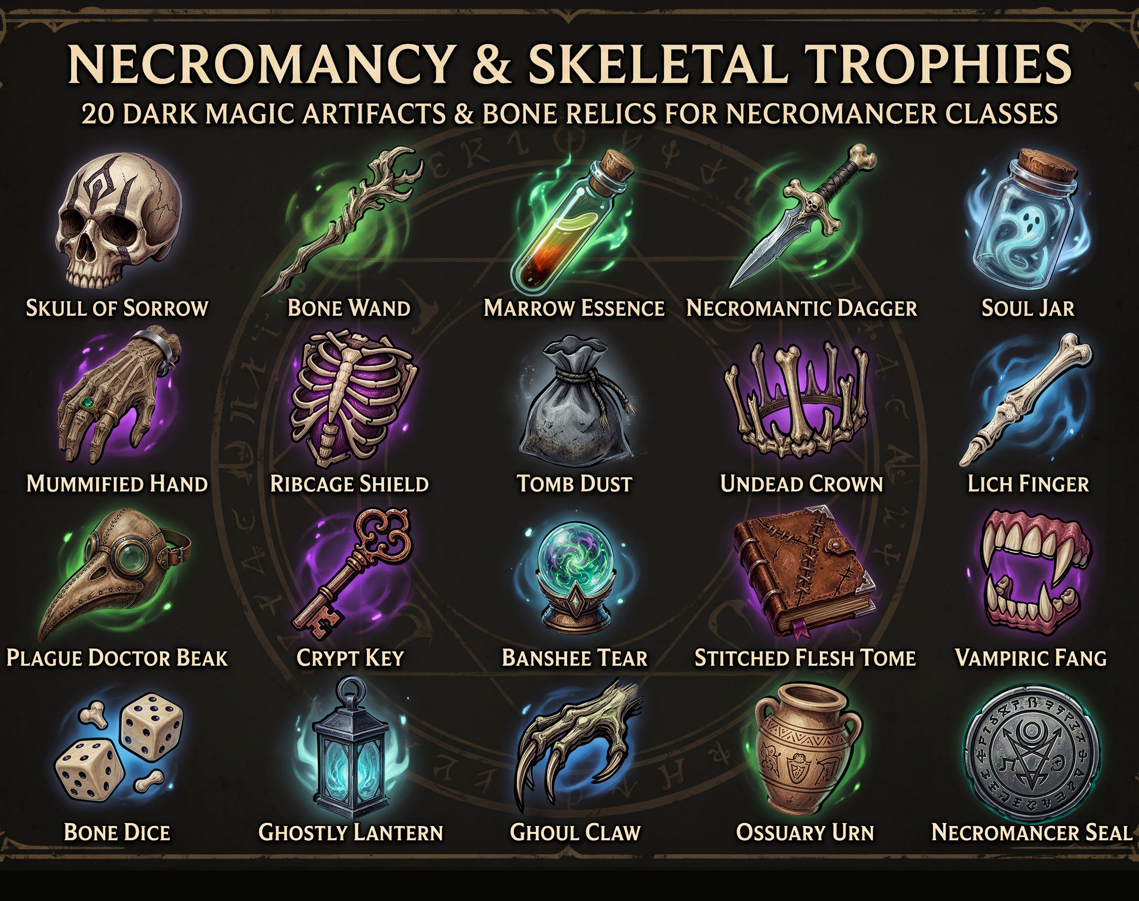 Necromancy & Skeletal Trophies - Dark Fantasy RPG Icons (Vol. 12) by M ...