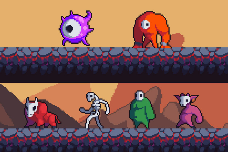 Hell Monster Pixel Art Game Sprites by Free Game Assets (GUI, Sprite ...